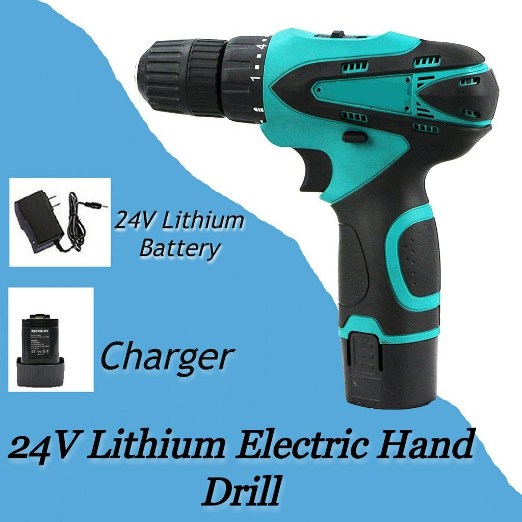 24V Rechargeable Lithium Battery Cordless Electric Hand Drill | Shopee ...