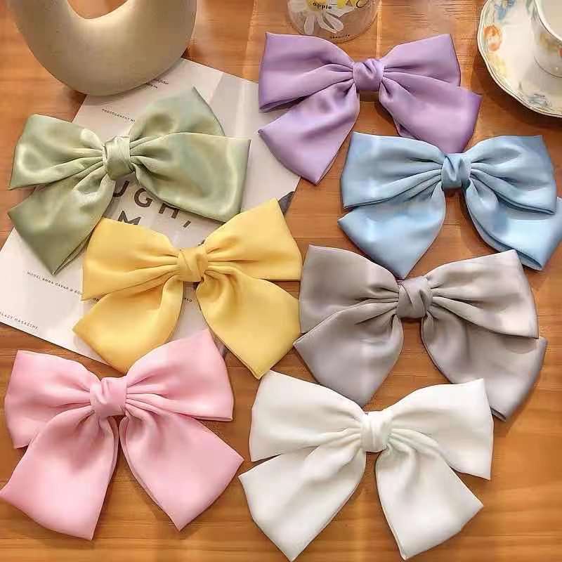 Cute fashion Ribbon Hairclip Korean Ribbon Large Bow Satin Hairgrips ...