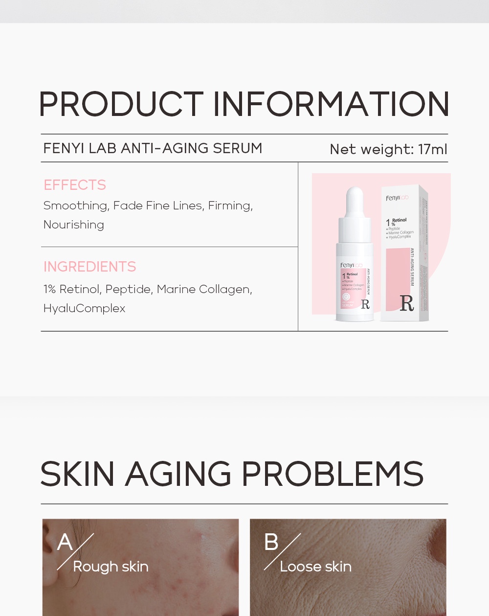 Fenyi Lab 1% Retinol Anti-aging Serum Collagen Repairing Essence Fade ...