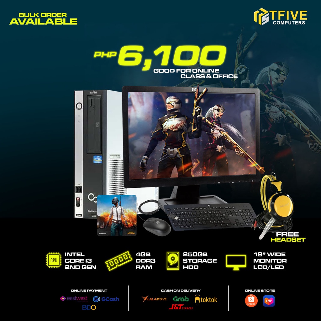 Computer Set Package Fujitsu i3 2nd Gen 4gb/250gb HDD/19" Wide Monitor ...