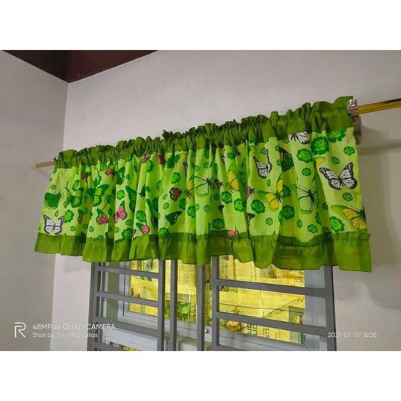 Lehanie Kurtina School Curtains Butterfly Green Design Valancer Window ...