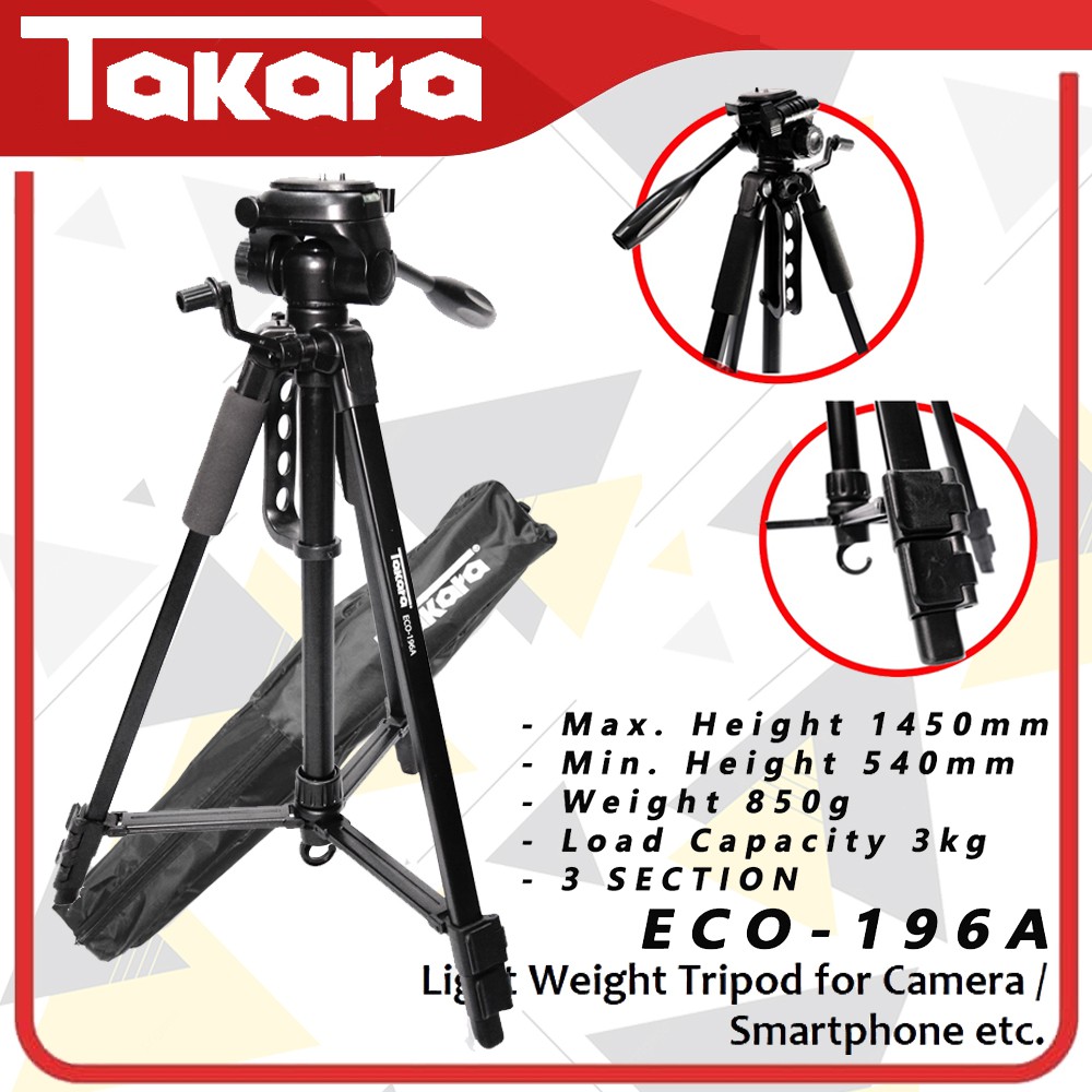 Tripod Takara ECO-196A For Mirrorless DSLR Camera Canon Sony Nikon ...