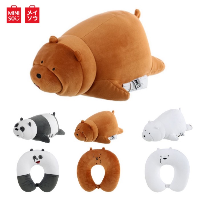 Miniso We Bare Bears Adjustable 2in1 U-shaped Pillow Back Cushion ...