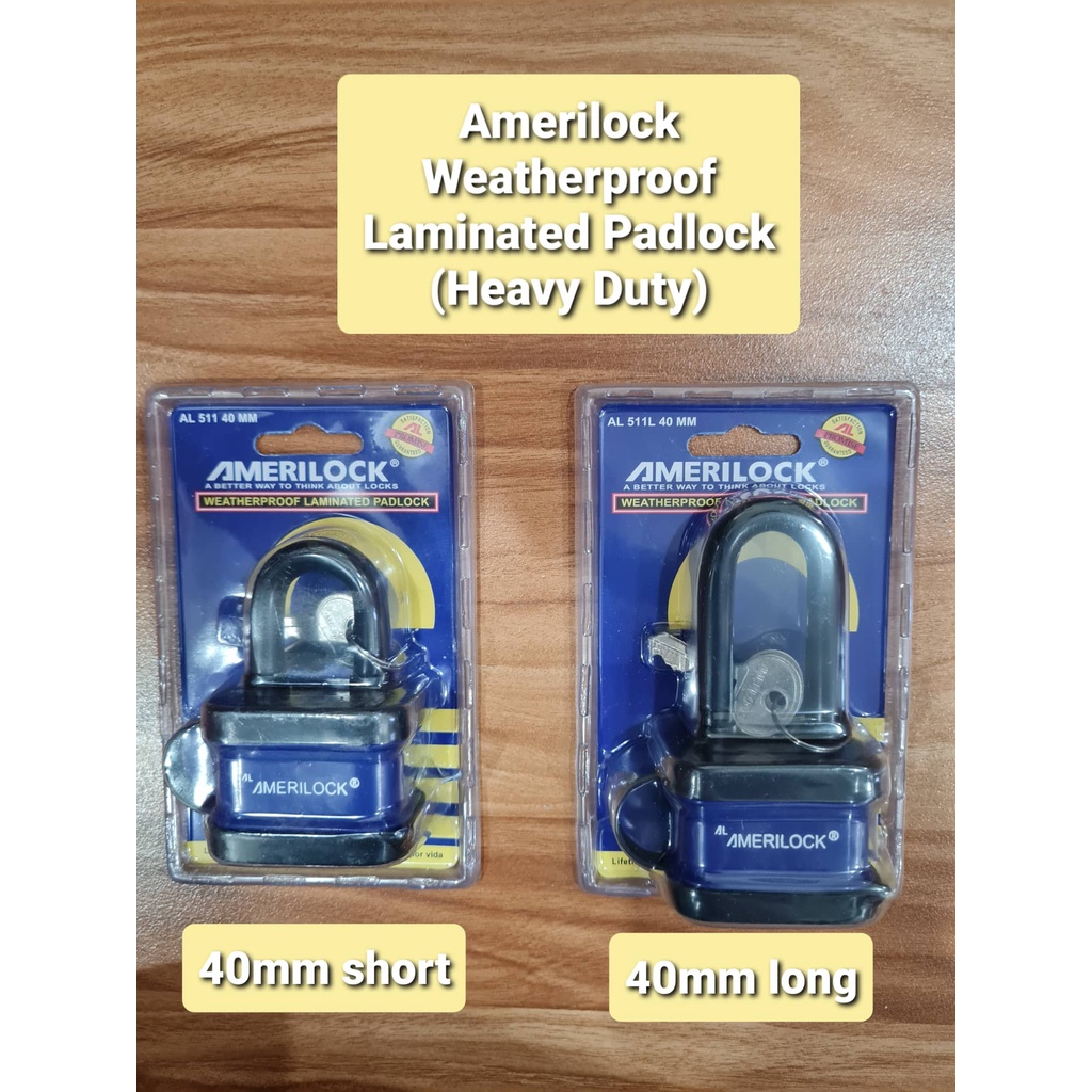 Amerilock Weatherproof Laminated Padlock Rubberized 40mm Short / Long 2 ...