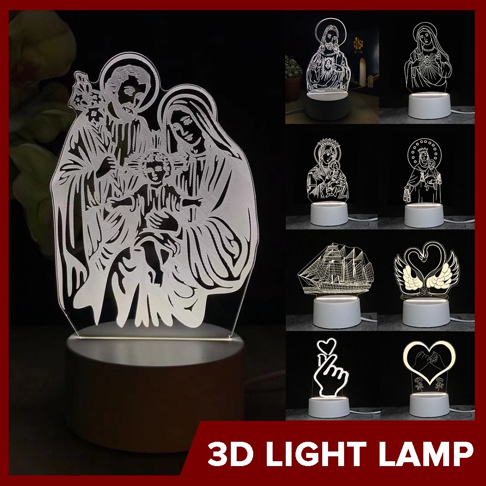 Creative Design 3D Acrylic Night Light Optical Illusion Light Desk Lamp ...