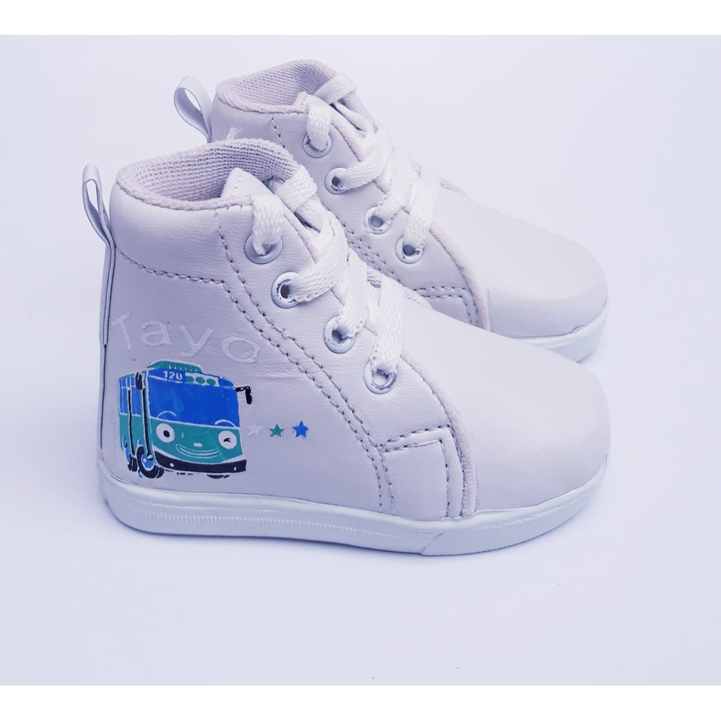 Fafa Trendy Children's Shoes Cute White Blue Tayo Motif Boots | Shopee ...