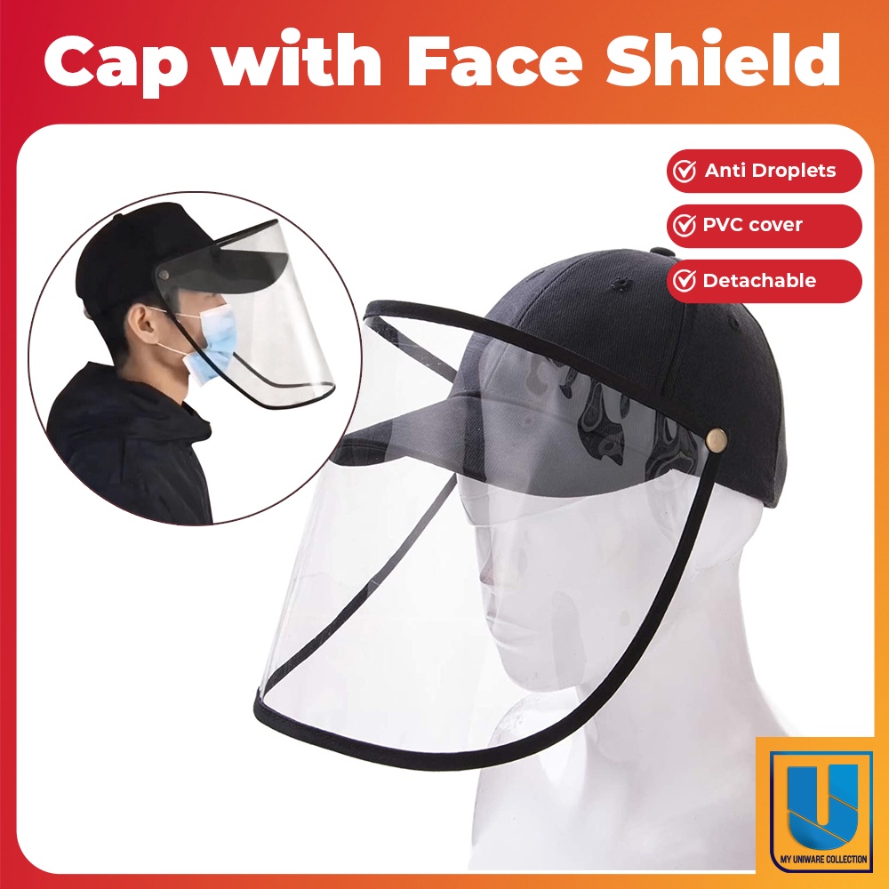 Protective Face Shield with Baseball Cap | PPE Cap with Removable Anti ...