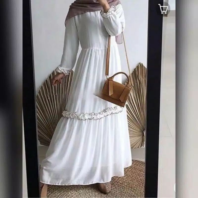 PUTIH Latest plain white lace party shari Gamis Dress for teenagers ...