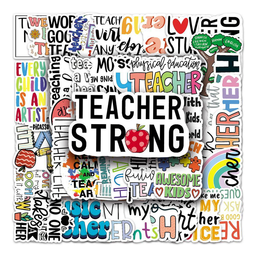 50 Piece Funny Teacher Stickers Waterproof DIY For Phones Laptop Car ...