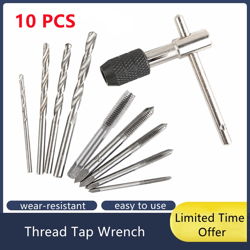 【COD】10pcs T-type Machine Metal Hand Screw Thread Tap Wrench Tap Set ...
