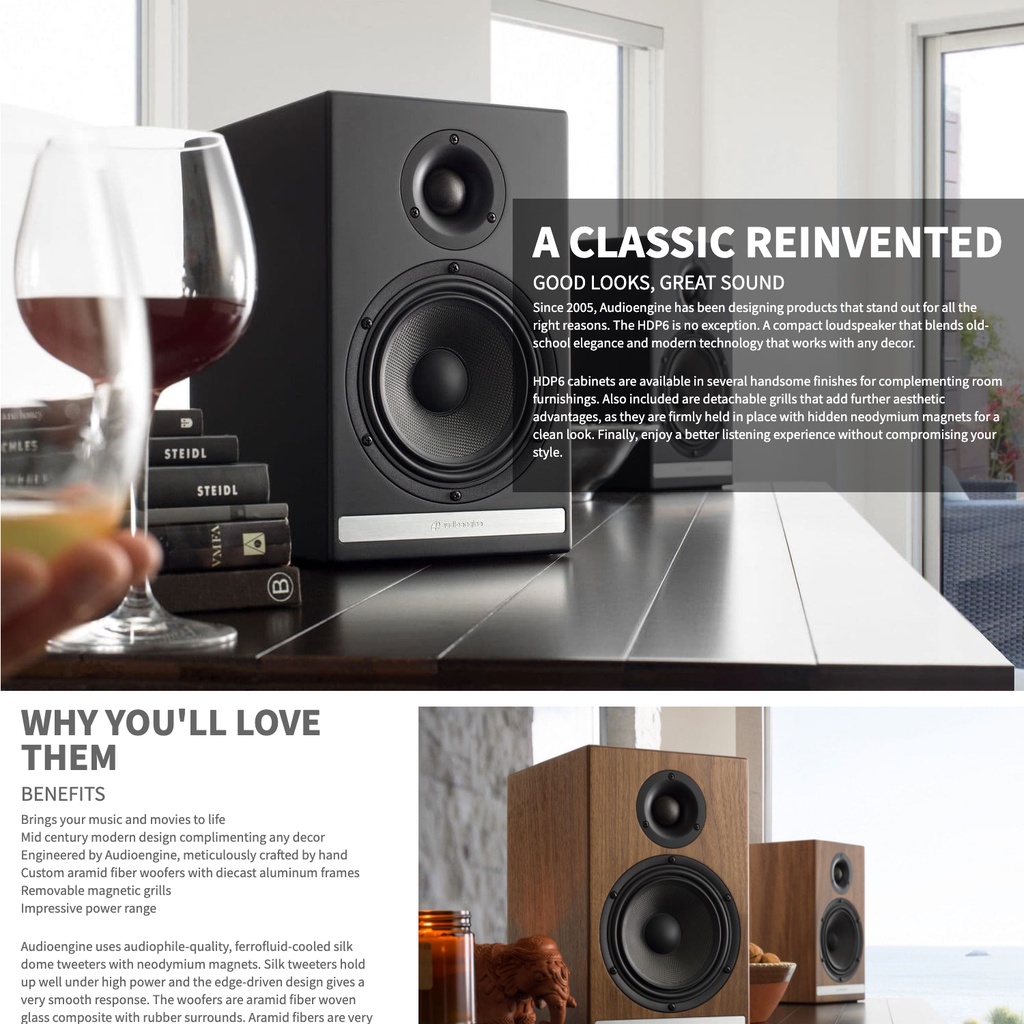 Audioengine HDP6 Passive Bookshelf Speaker - Walnut | Shopee Philippines