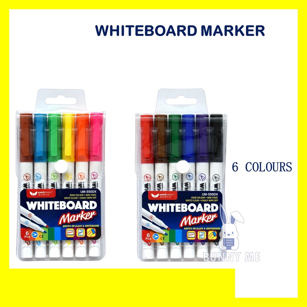 UNICORN WHITEBOARD MARKER PEN 6'S UM-550DX / MARKER PAPAN PUTIH / ART ...