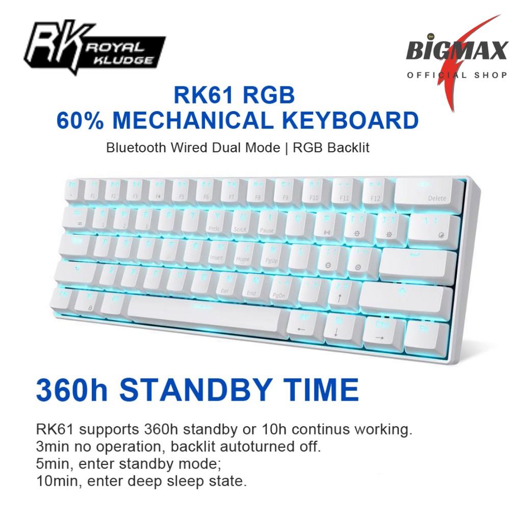 Royal Kludge RK61 bluetooth Wired Dual Modes 60% Golden / Ice Blue ...
