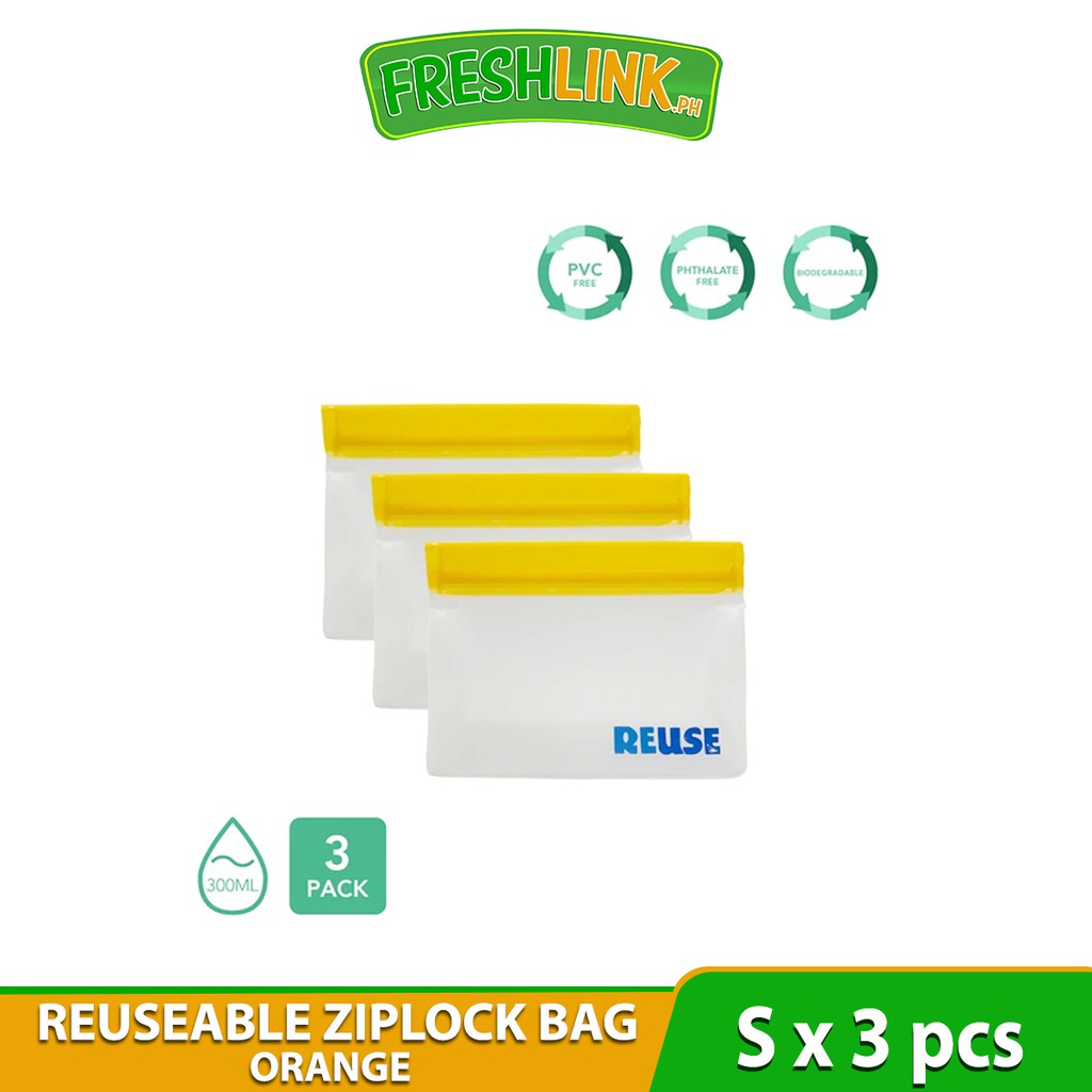 ReUse Bags - Reusable Ziplock Bags Set of 3 - Orange | Shopee Philippines