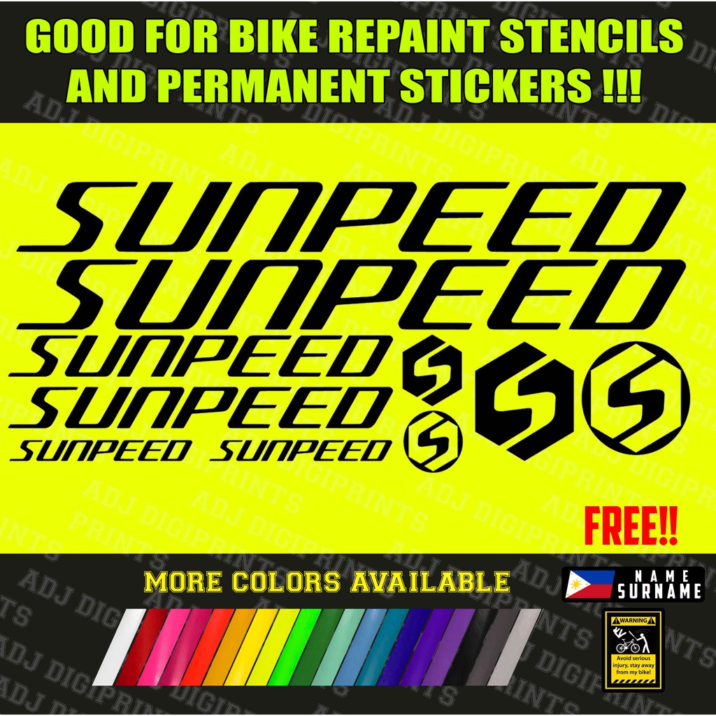 SUNPEED Bike Frame Set STENCILS Stickers MORE COLORS VINYL | Shopee ...