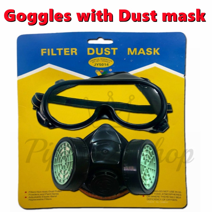 DUST RESPIRATORY MASK WITH GOGGLES (DOUBLE CARTRIDGE) | Shopee Philippines