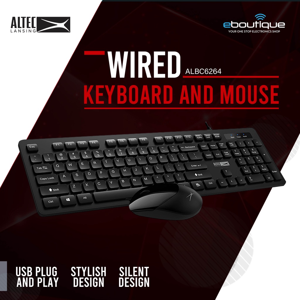 Altec Lansing Wired Keyboard And Mouse Combo For Computer Laptop ...