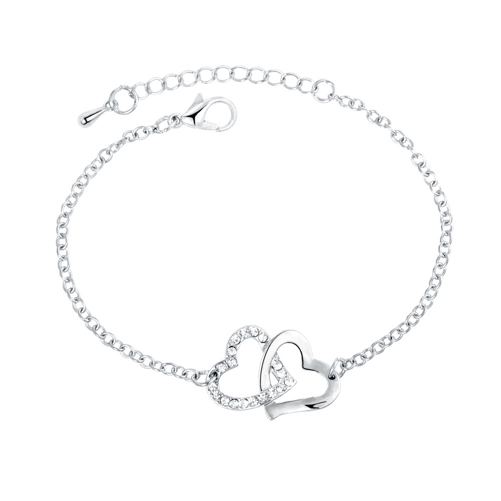 Fashion Bracelet Heart Heart Print Women's Bracelet Simple Double Heart ...