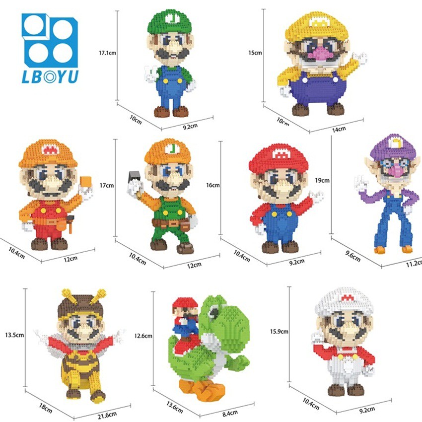 Big size Mario Micro Blocks Yoshi Small Bricks Luigi DIY Building Toys ...