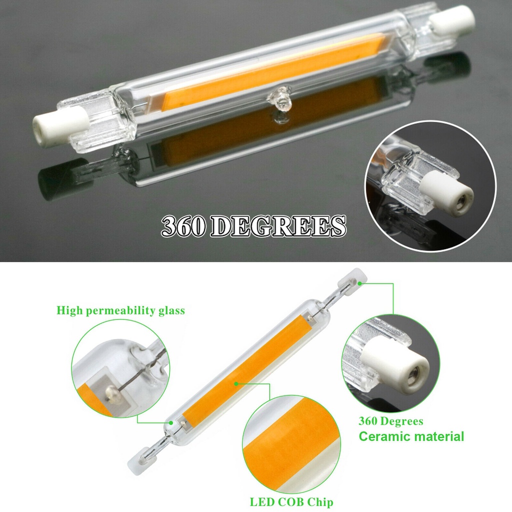 High Power Dimmable Led R7s Cob Glass Tube 78mm 118mm J78 J118 5w 10w