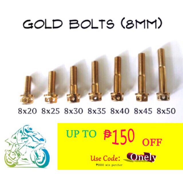 Thailand gold bolt 8MM sold for 5pcs set | Shopee Philippines