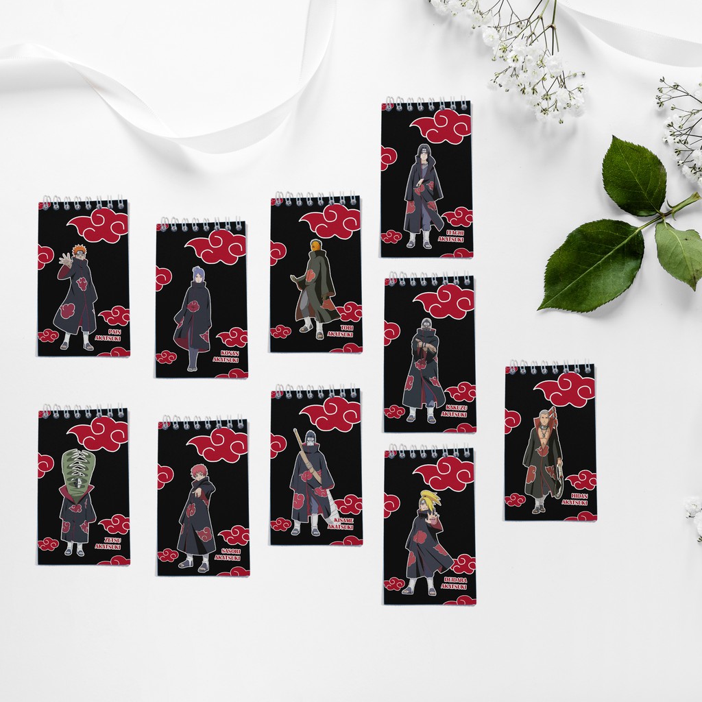 Note Book Spiral Medium (7Cm x 12cm) Naruto Edition (Akatsuki Clan ...