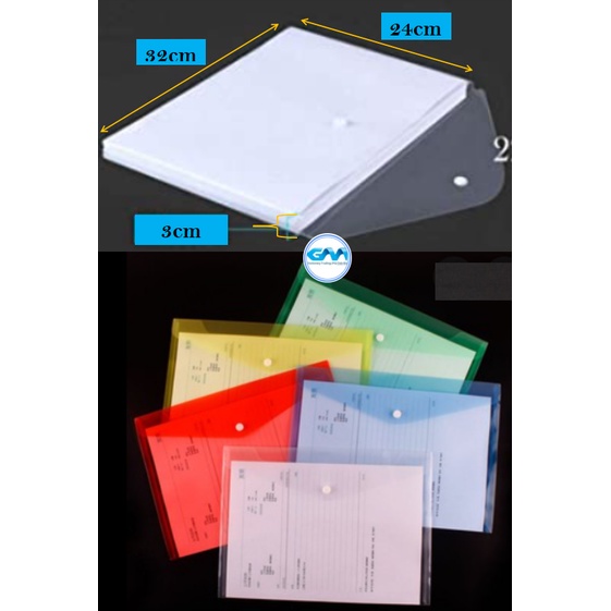 A4 Button File Plastic Clear Folder Document Holder Pocket File ...