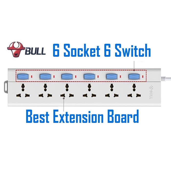 BULL 6 Way Extension Board 3.0mm Cable Wire | Shopee Philippines