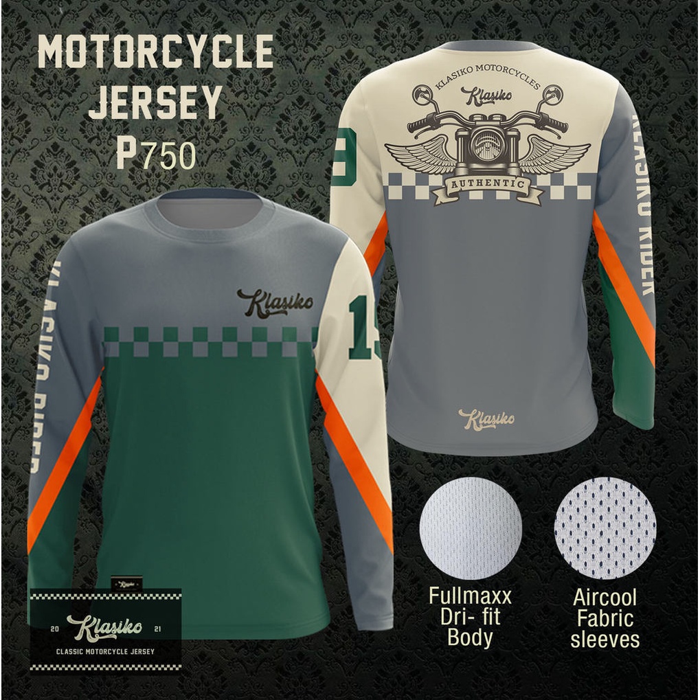 KLASIKO Classic Motorcycle Rider's Jersey. Dri-fit/Air cool Fabric ...