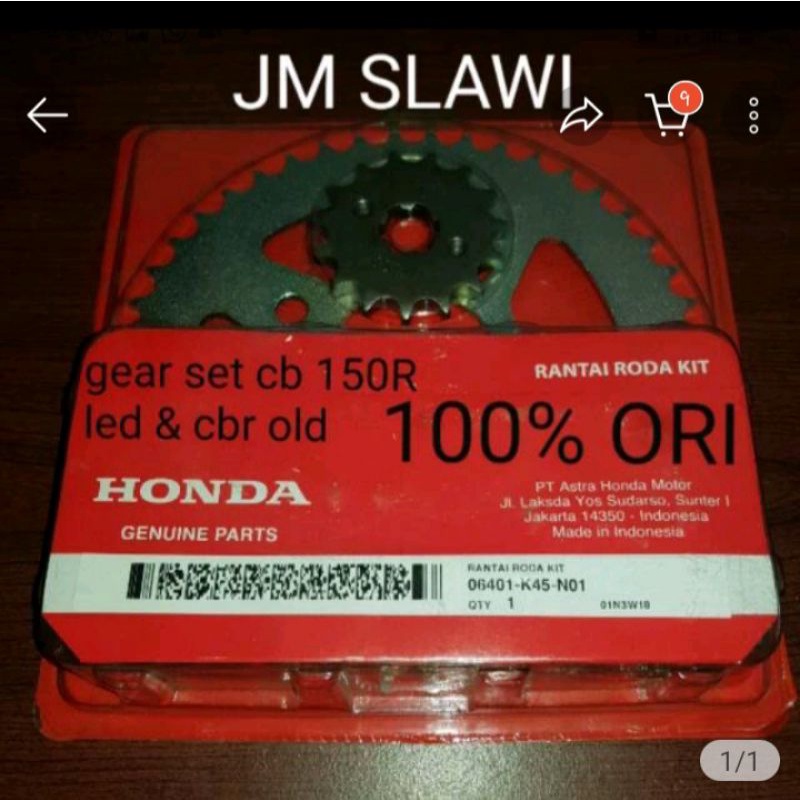 06401 K45 N01 gear set Chain Wheel kit cb 150 led And cbr Old ori ahm ...