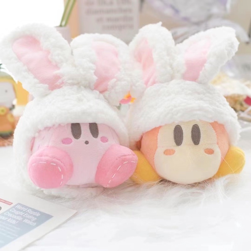 Kawaiii Star Kirby Rabbit Ears Doll Charm Plush Cute Bag Key Ring Toy ...