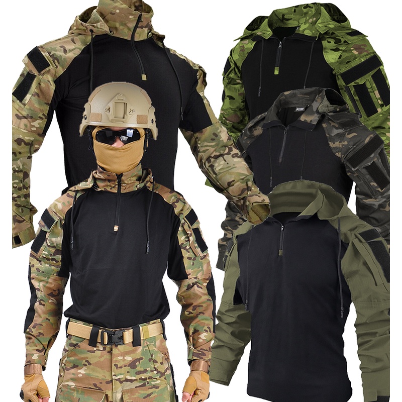 Outdoor CS Long Sleeve Hoodie Men Hiking Train Clothing War Game T ...