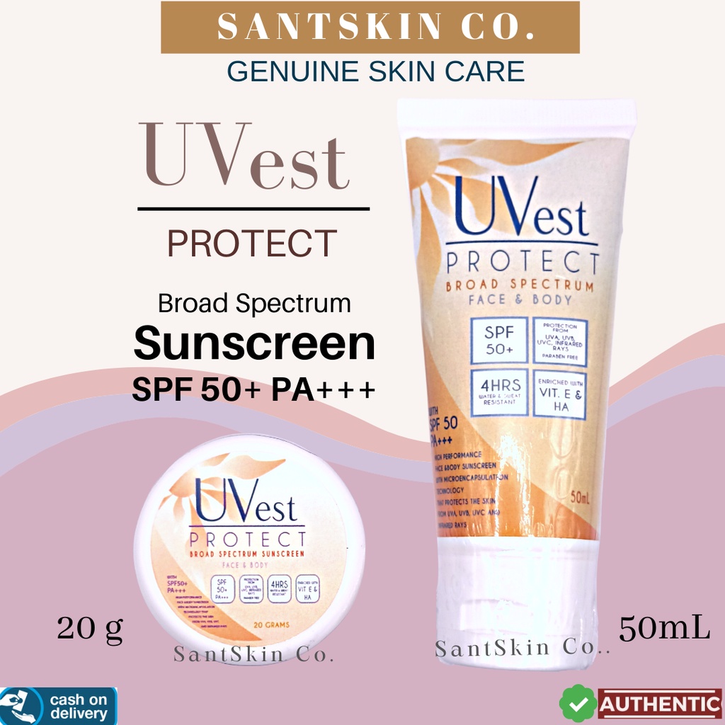 UVest Protect Broad-spectrum Sunscreen SPF50+ PA+++ for Face and Body ...