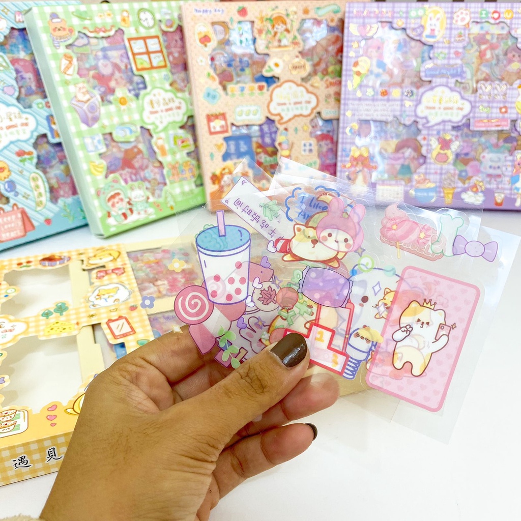 Cute STICKER BOX SENMU BRAND CONTENTS 100 SHEETS WATERPROOF WATERPROOF ...