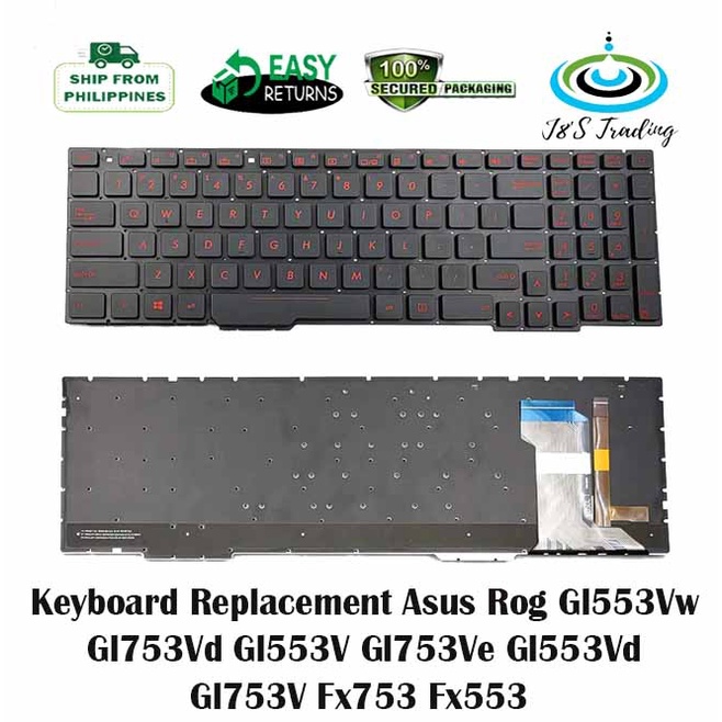 Keyboard Replacement Asus Rog Gl553Vw Gl753Vd Gl553V Gl753Ve Gl553Vd ...