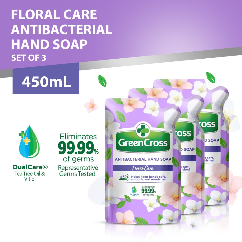 Green Cross Floral Care Antibacterial Hand Soap (450mL) Set of 3 ...