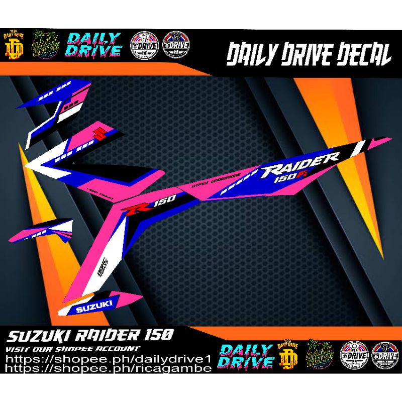 Suzuki Raider 150 Fi Decal Sticker ( pink design) | Shopee Philippines