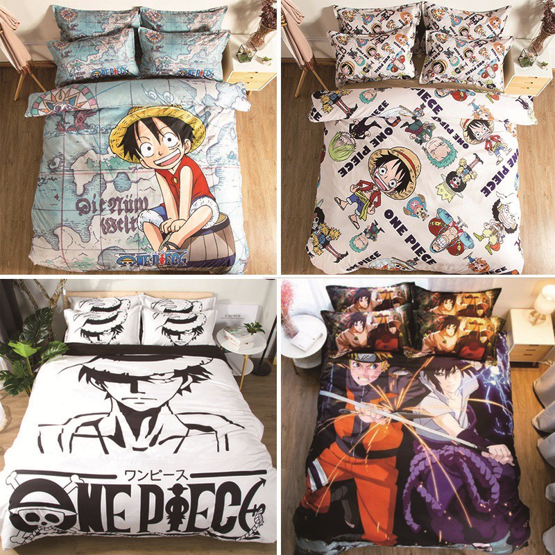 Customized Bed Four-Piece Set Cartoon Anime One Piece Sheet Quilt Cover ...