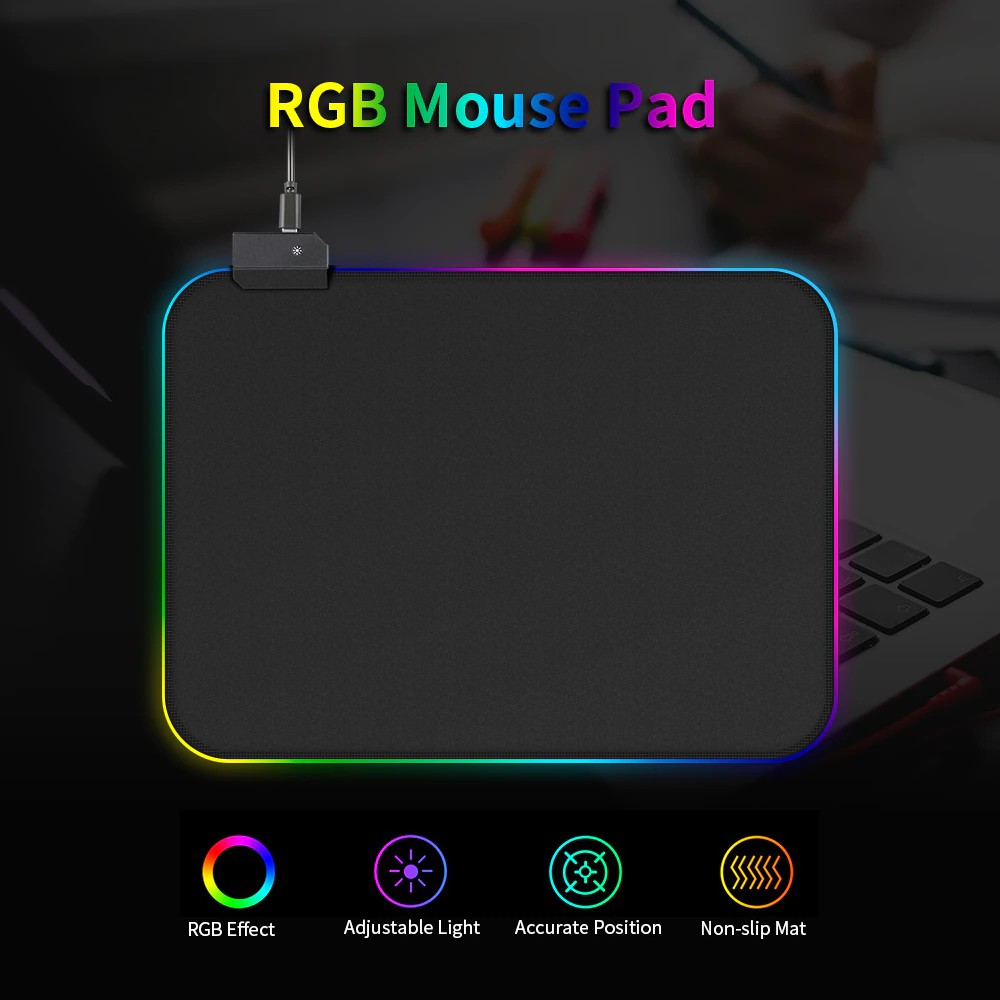 RGB Mouse Pad Gaming Non-Slip Rubber Base Gaming Mousepad Small with 7 ...
