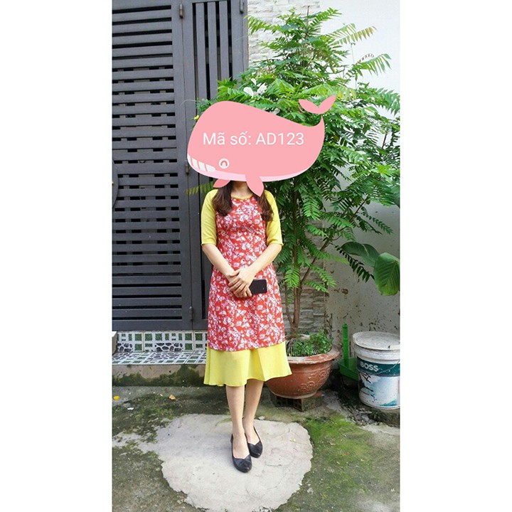 Renovated Ao Dai with LITI FLOWER PATTERN IN YELLOW COLOR with skirt ...