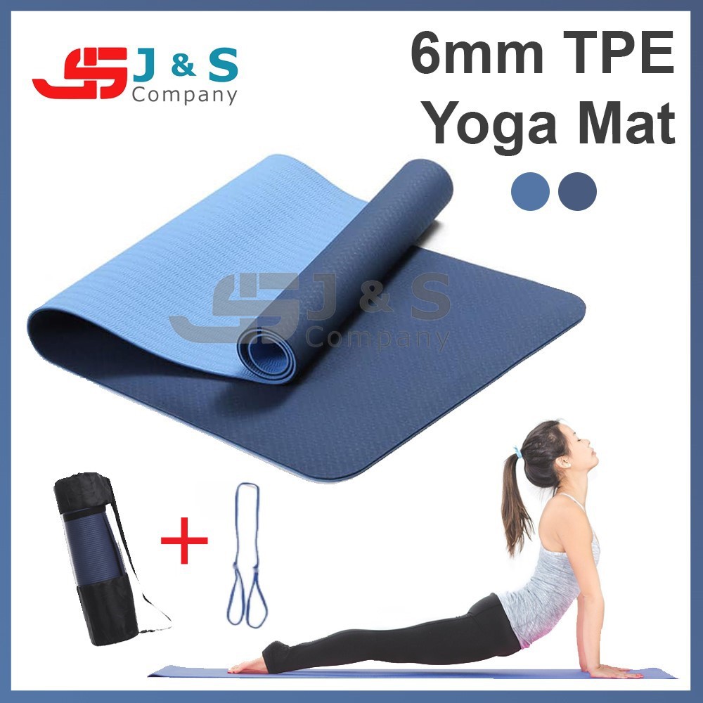 TPE Yoga Mat 6mm Non Slip w/ yoga bag & strap High quality yoga mats ...
