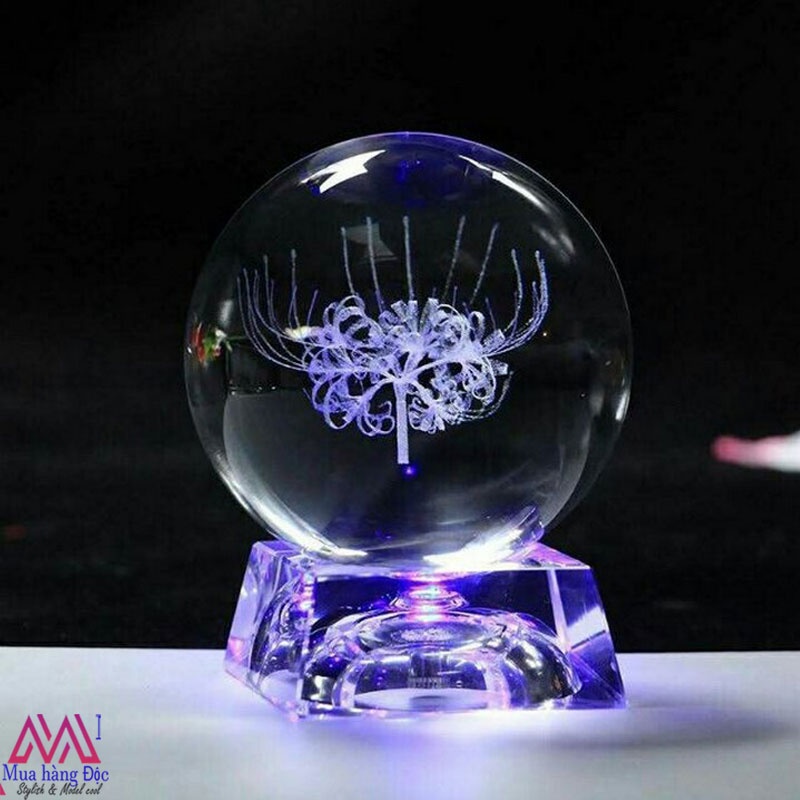 3D LED Crystal Ball Gift Set with spider lily (free gift box + lamp ...