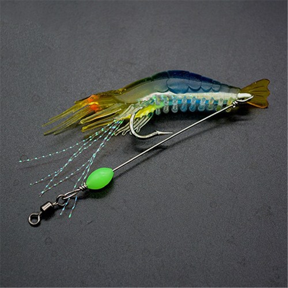 1PCS Soft Prawn Shrimp Swivel Wobbler Hook Artificial Bait Bead Sabiki ...