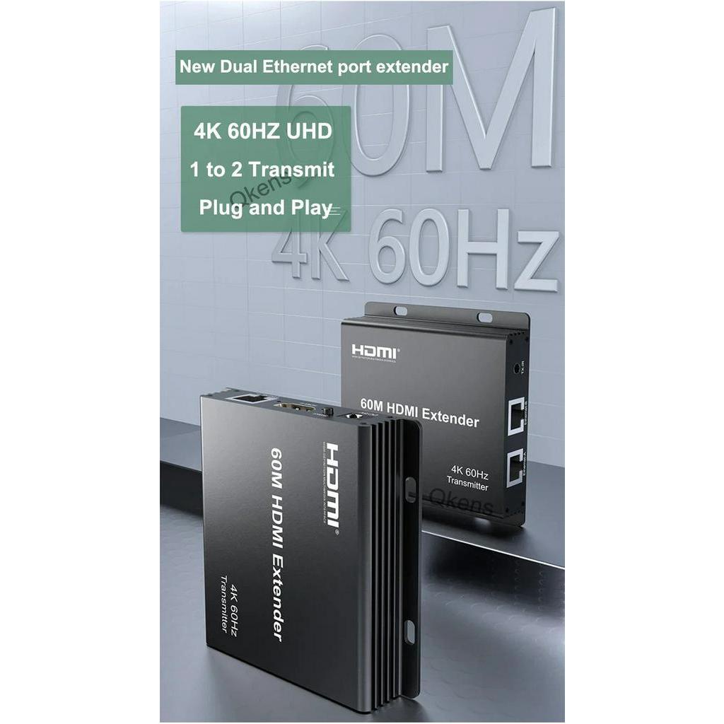 4K 60hz Dual Ethernet Port HDMI Extender Converter Via 60M Rj45 Cat6 ...