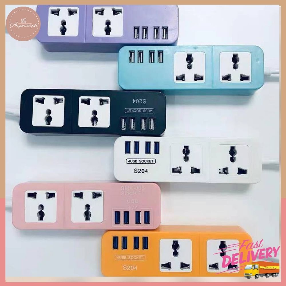 Universal Socket With 4 USB Ports And 2 Power Sockets Charger Candy ...