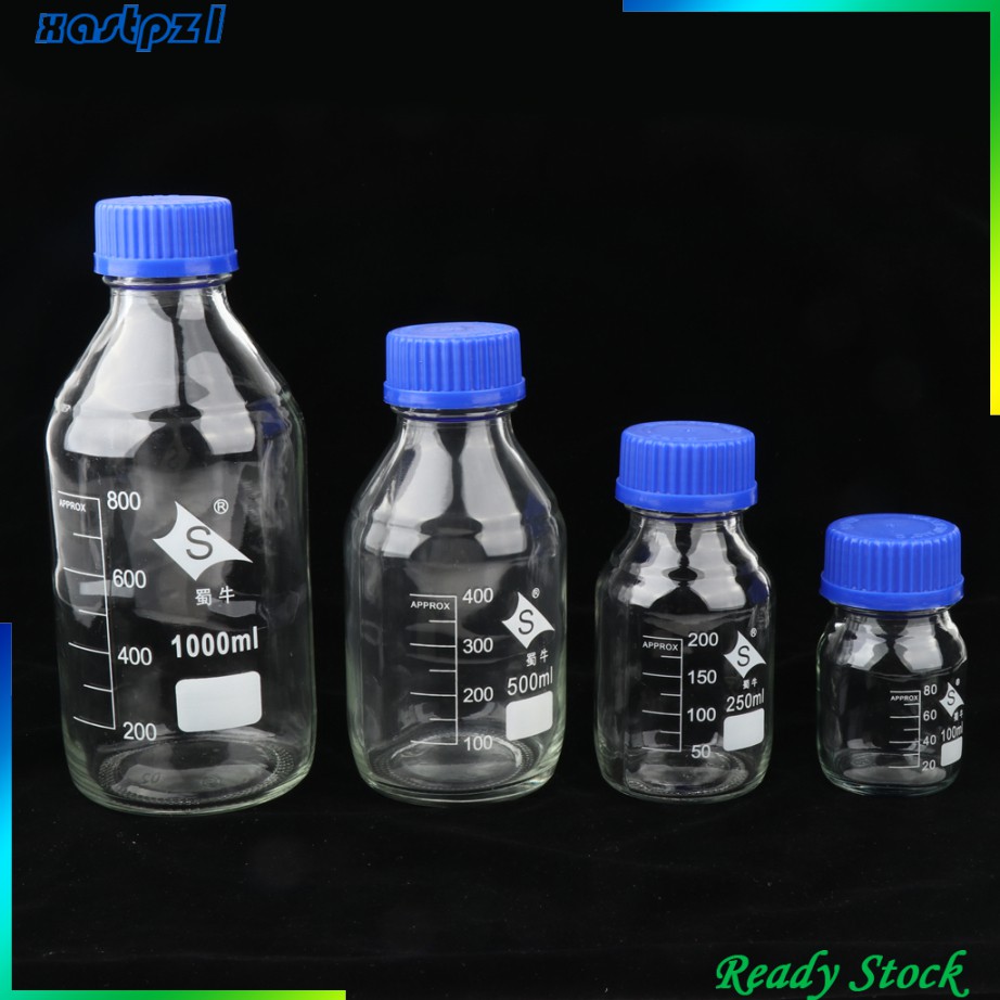 [ Graduated Round Glass Reagent Bottle with Scale Line Screw 100mL ...