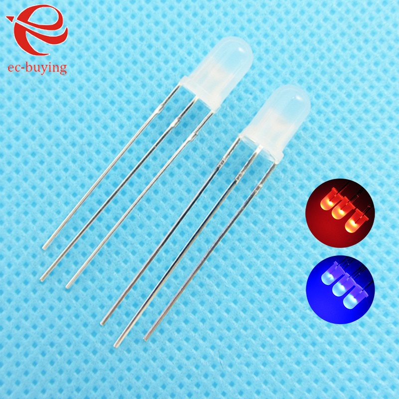 3mm LED Bi-Color Diffused Red Blue Common Anode Round Light Emitting ...