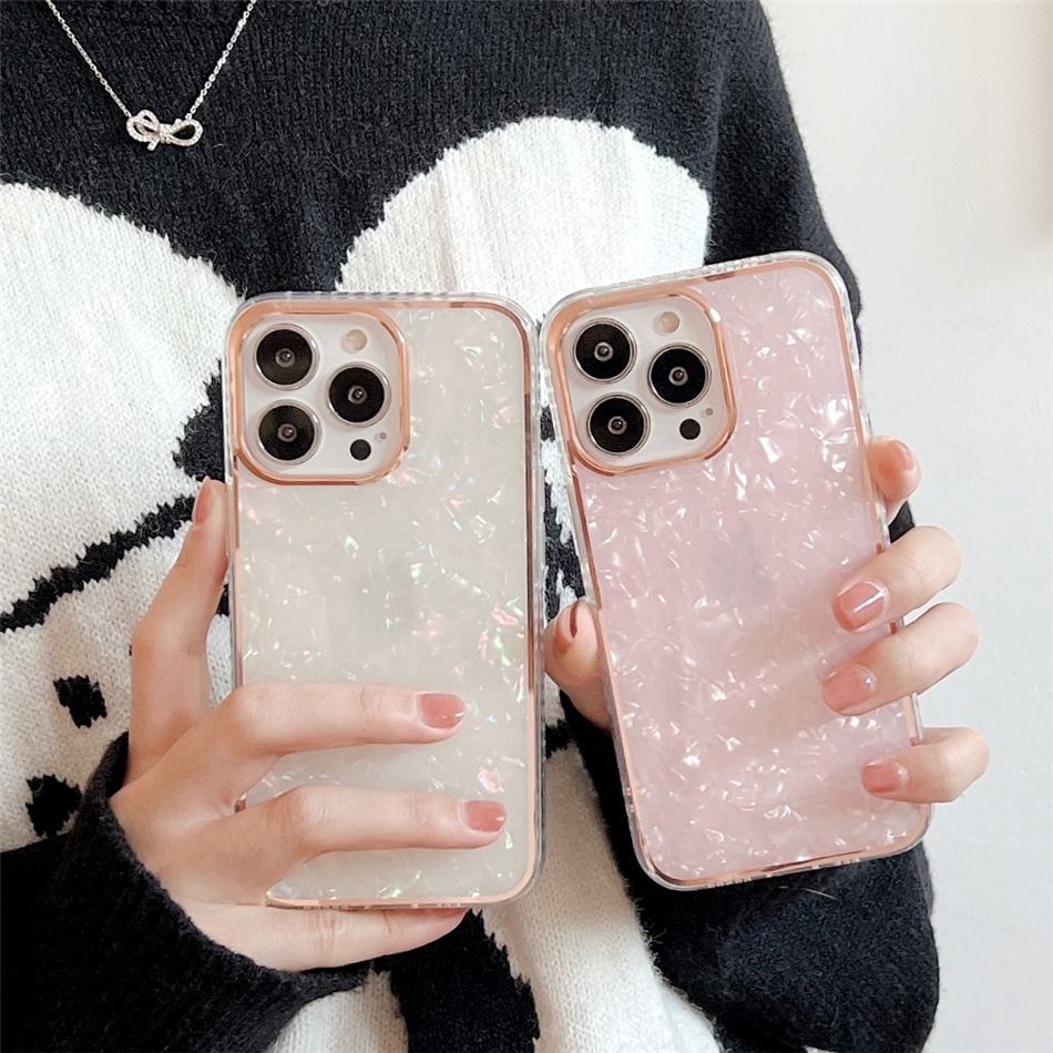 Luxury Aesthetic Deam Shell Glitter Pink Phone Case For iPhone 13 12 11 ...