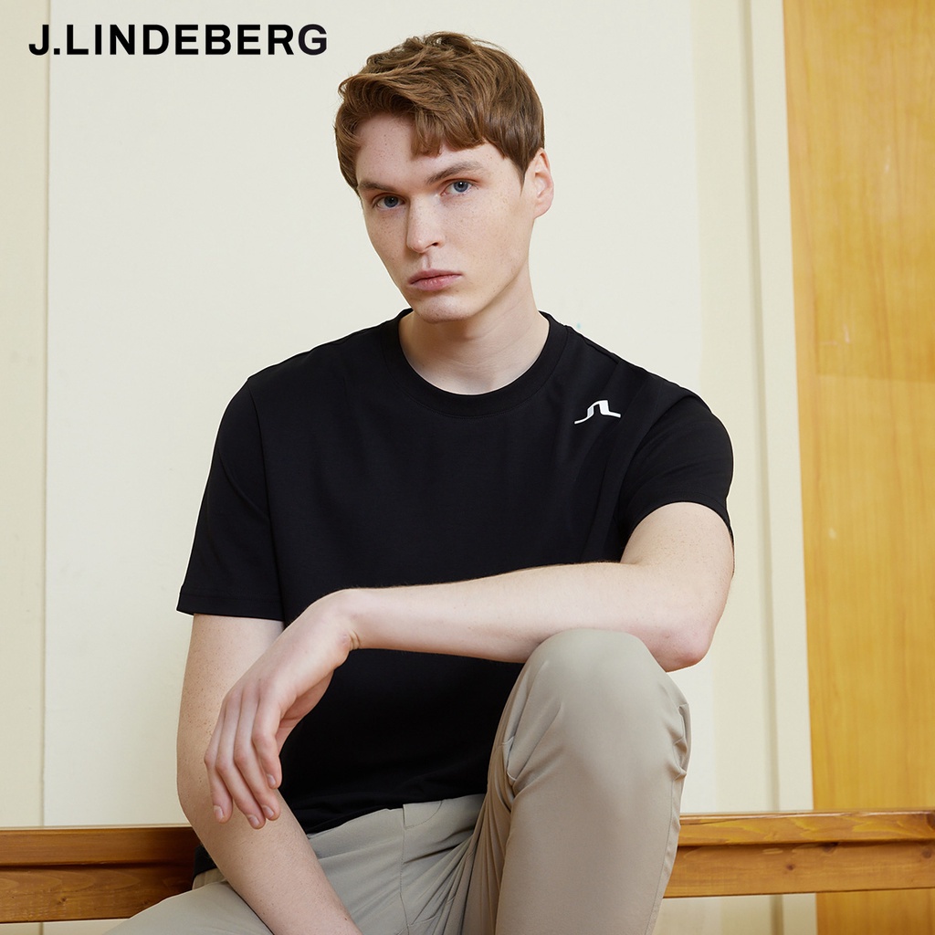 J LINDEBERG summer new casual cotton printed round neck T-shirt short ...