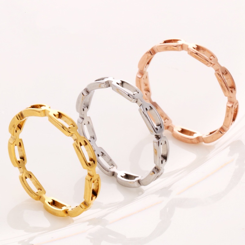 Brand new fashion stainless steel 3mm rectangular chain type ring ...